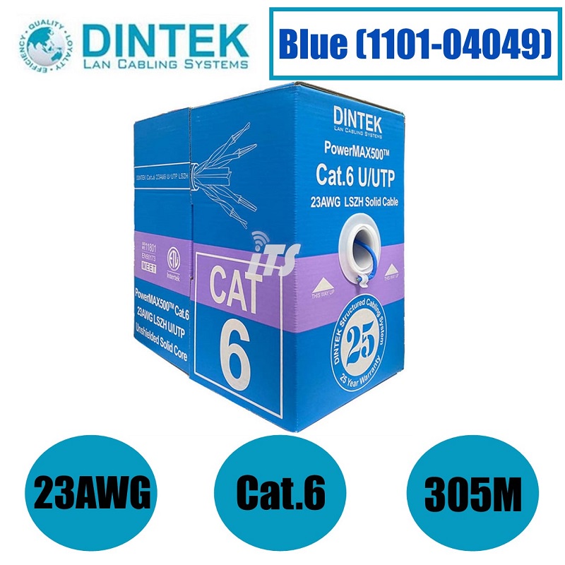Dintek Cat.6 U/UTP Solid Cable, 23AWG/24AWG (Blue) -305M/box | Shopee Malaysia