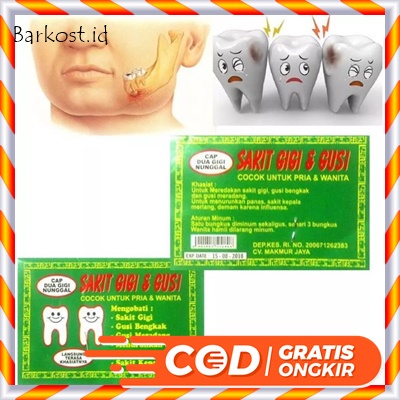 1 Sachet Of Tooth Pain And Gum Medicine With Two Teeth Stamps And ...