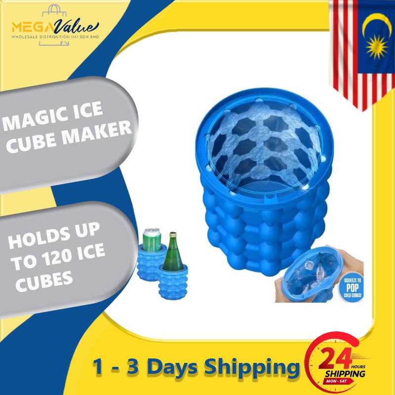 READY STOCK | Magic Ice Cube Maker Silicone Rubber Tray Molds Saving ...