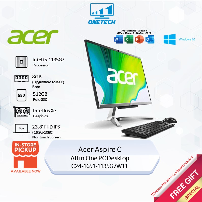 "Acer Aspire C24 C24-1650-1115G4W10/C24-1651-1135G7W11/1135G7W10T ...