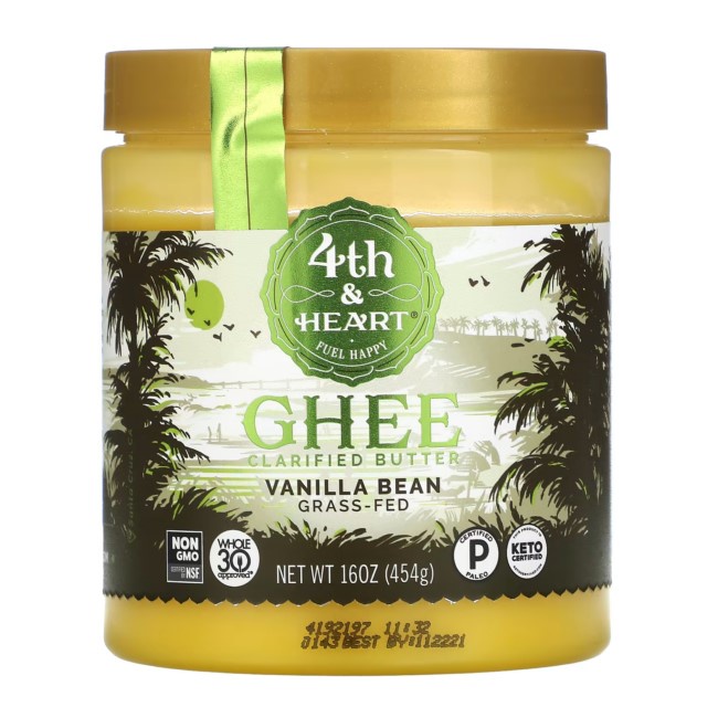 4th & Heart, Ghee Clarified Butter, Grass-Fed, Vanilla Bean, 16 oz (454 ...