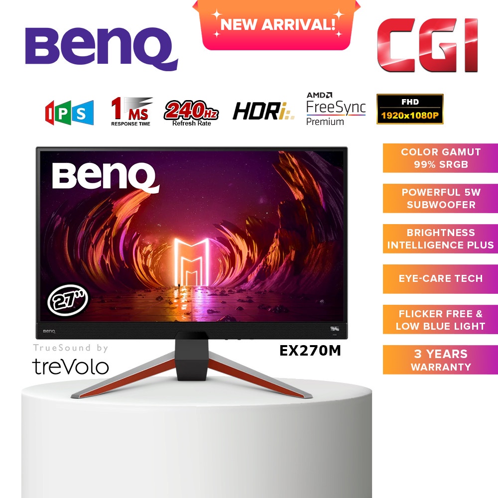 BenQ Mobiuz 27" EX270M IPS FHD HDRi 1ms 240Hz AMD Freesync Premium ...