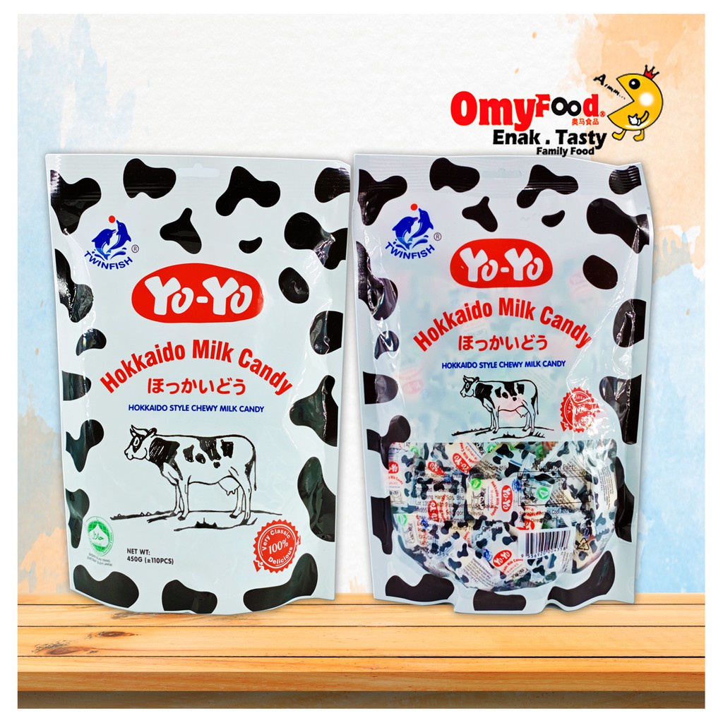 450g (110±pcs) TwinFish Yo-Yo Yu-Yu Hokkaido Chewy Milk Candy [OmyFood ...