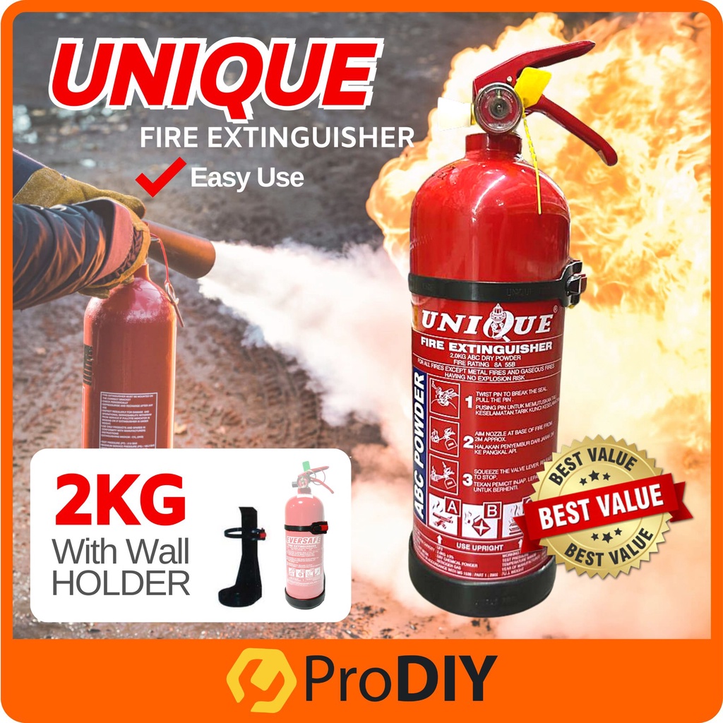 UNIQUE 2KG ABC Dry Powder Portable Fire Extinguisher Pemadam Api Sirim ...
