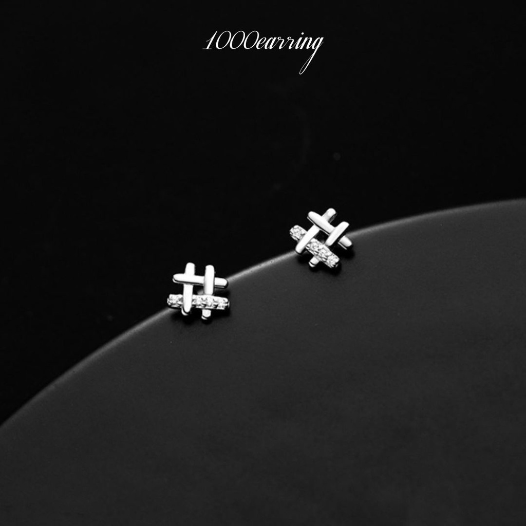 1000earring 925 Sterling Silver Hashtag Stud Earrings - Silver | Shopee ...