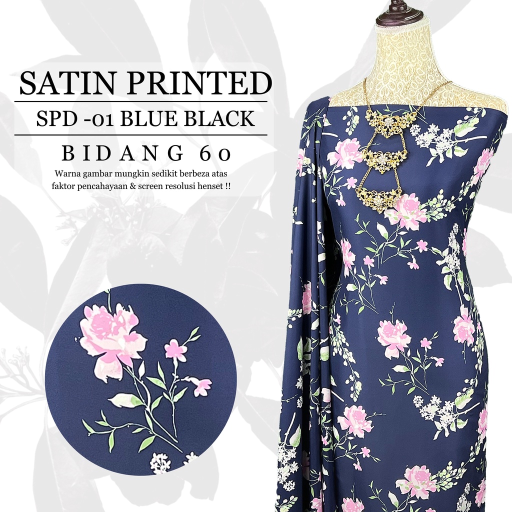 Satin Printed Raya 2023 Kain Pasang Corak Printed Bidang 60 | Shopee ...