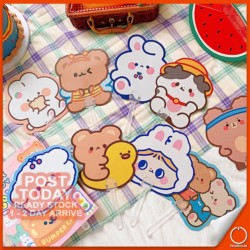 𝐃𝐔𝐑𝐀𝐁𝐋𝐄 Cute Creative Plastic Cartoon Handheld Round Fan Portable ...