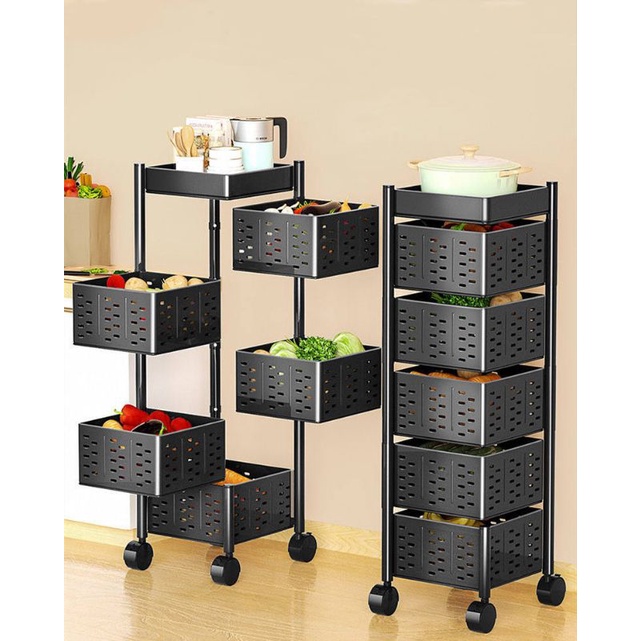 Kitchen Trolley - Square and round trays with magnet and rotating ...