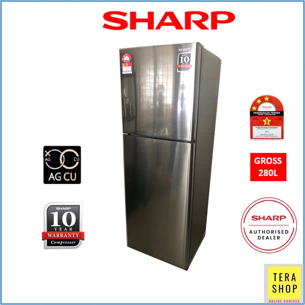 Sharp SJ285MSS 280L 2 Doors Fridge Refrigerator Peti Sejuk | Shopee ...