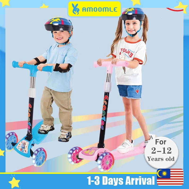 Kids Scooter With LED Light Wheels Foldable Adjustable Outdoor ...