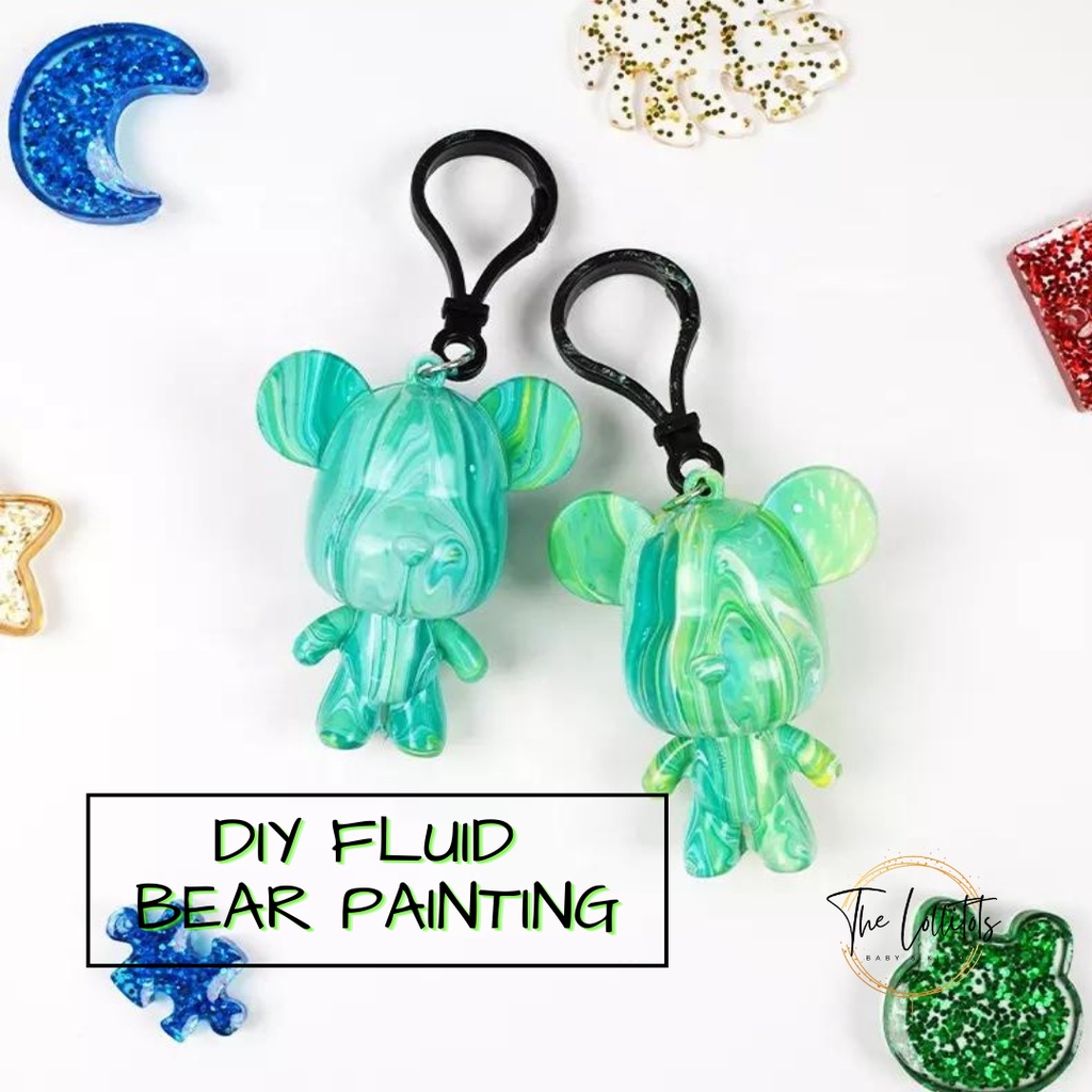 DIY Fluid Bear Painting Keychain 6.5cm Handmade Colour Art Cute ...