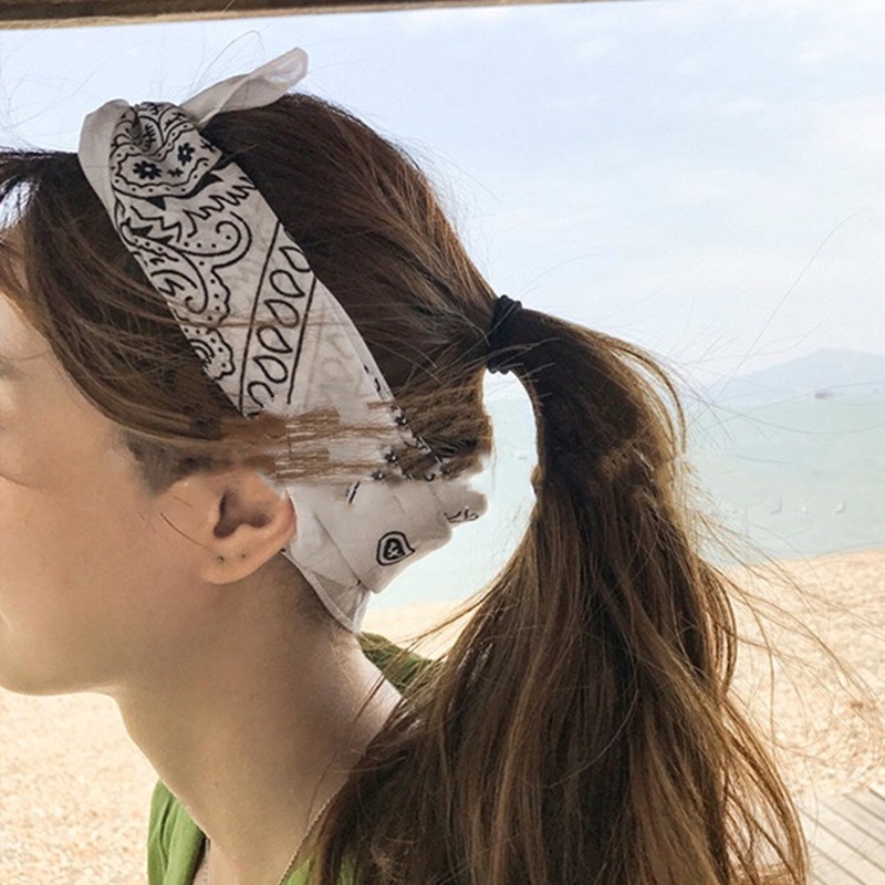 Cotton Square Bandana HipHop Hair-wrap Double Sided Headband Towel ...