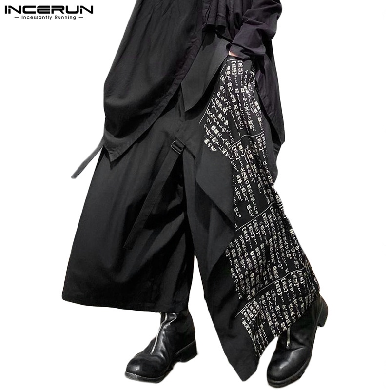 INCERUN Mens Gothic Gypsy Floral Printed Wrap Hippie Loose Wide Leg ...