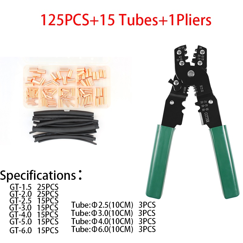 125/250Pcs GT Small Copper Tube Crimping Pliers Connecting Tube Wire ...