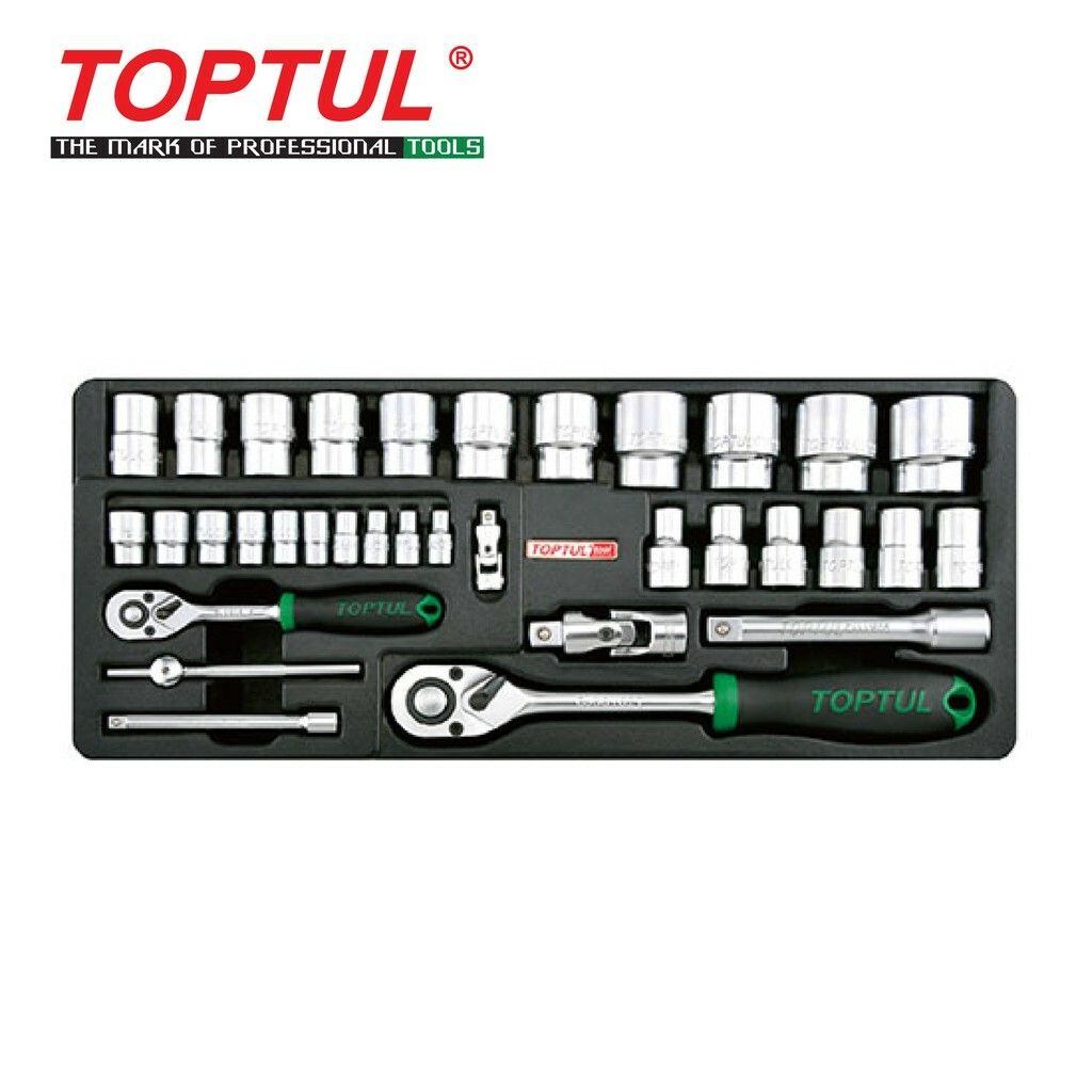 TOPTUL 34pcs 1/4" & 1/2"DR. Flank Socket Set GCAT3402 | Shopee Malaysia