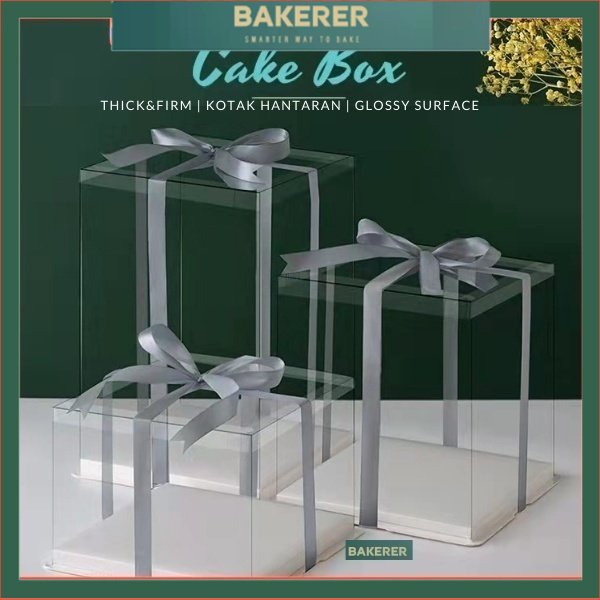 Transparent Cake Box 8/10/12/14 inch 1-5 tier Kotak kek Hantaran Flower ...