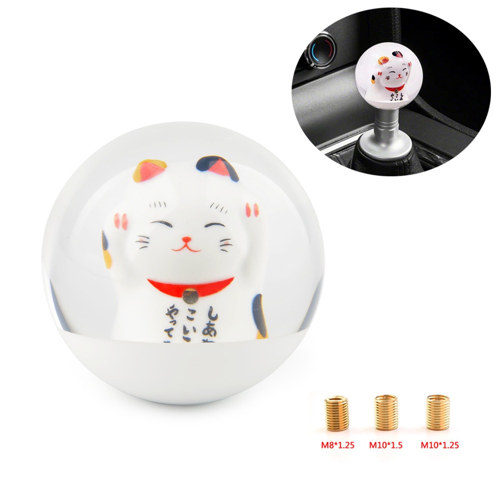 Universal 70MM JDM Lucky Cat Shift Knob Transparent round Shifter With ...
