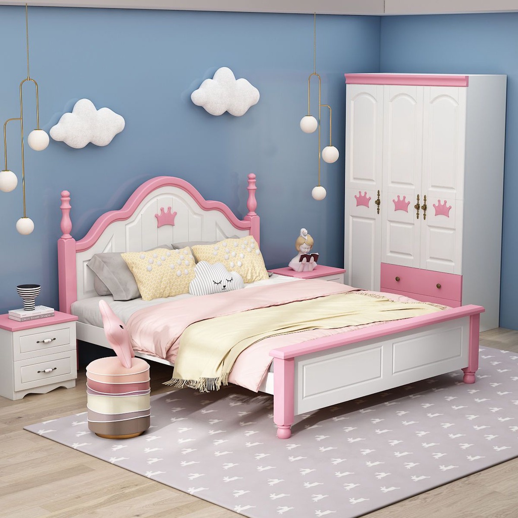 Modern minimalist solid wood children s bed Korean princess bed boy ...