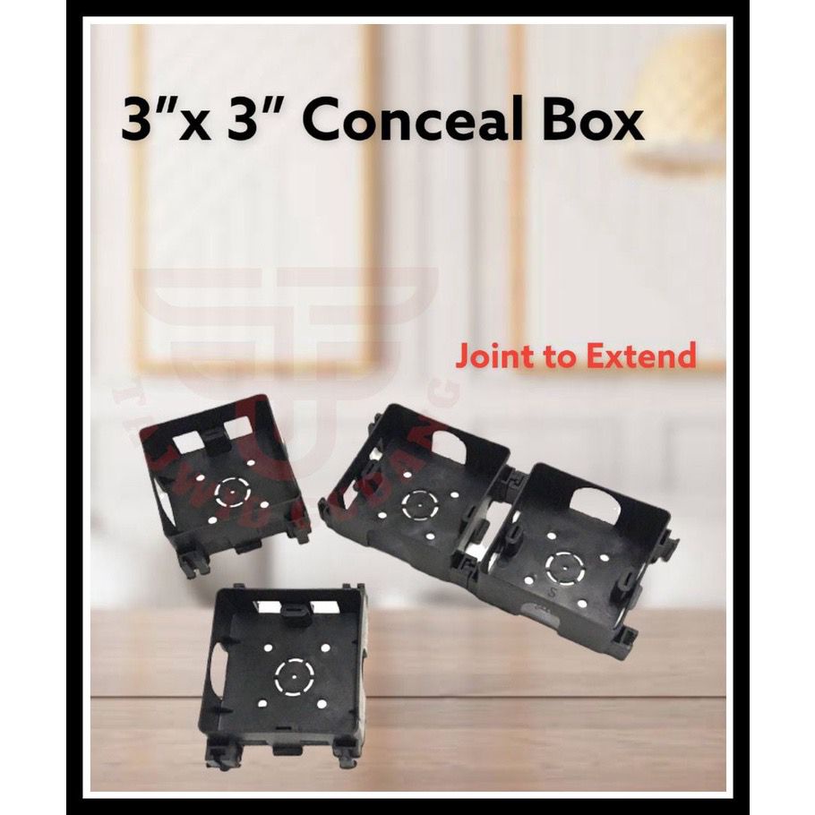3 x 3 BLACK BOX/ PVC CONCEAL BOX/CONCEAL BASE | Shopee Malaysia