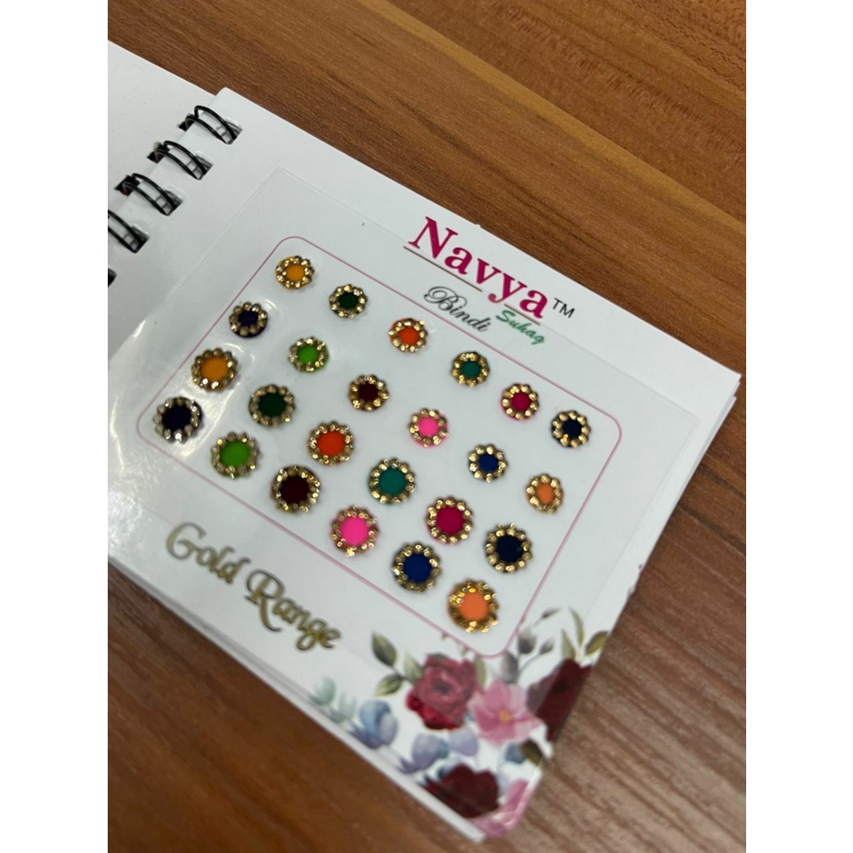 BD63 Bindi/ Pottu/ Sticker Pottu Booklet Navya Multi color Gold Stone ...