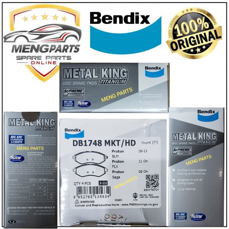 ORIGINAL BENDIX MATEL KING BLUE TITANIUM FRONT DISC PAD SAGA BLM ,BLM ...