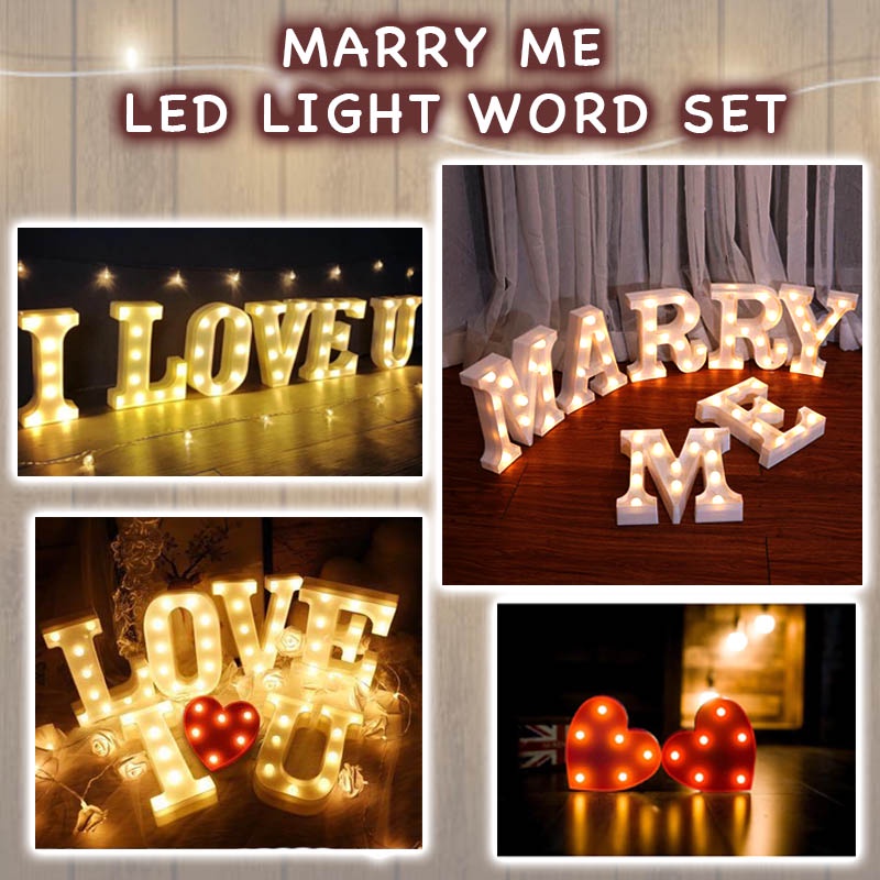 MARRY ME 520 1314 LED Light Word Set 3D Letter Alphabet Party Decoration Marriage Proposal ...