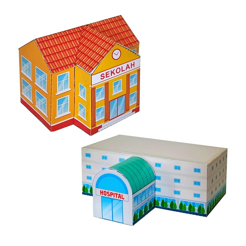 Hospital School Building Papercraft Educational Toys | Shopee Malaysia