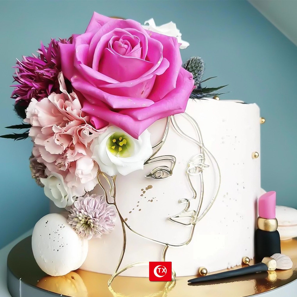 Acrylic Lady Face Cake Topper Girl Happy Birthday Cake Decoration ...