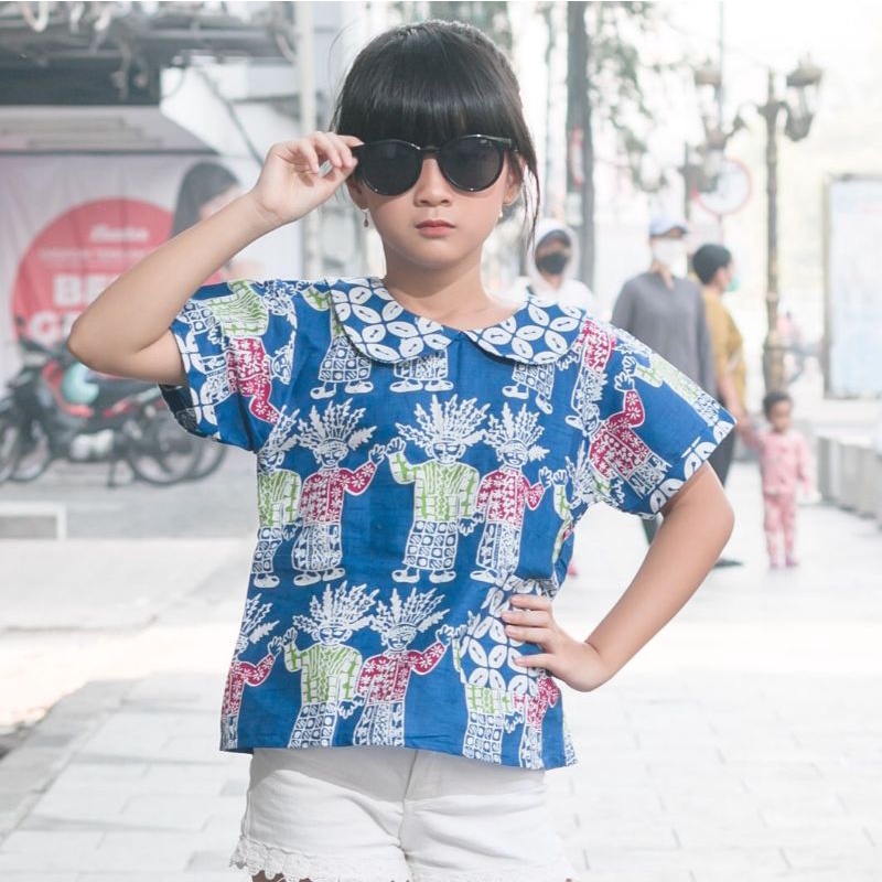 MERAH HITAM Blouse BATIK Mother Child Cute Tops Girls Yellow Red Blue ...