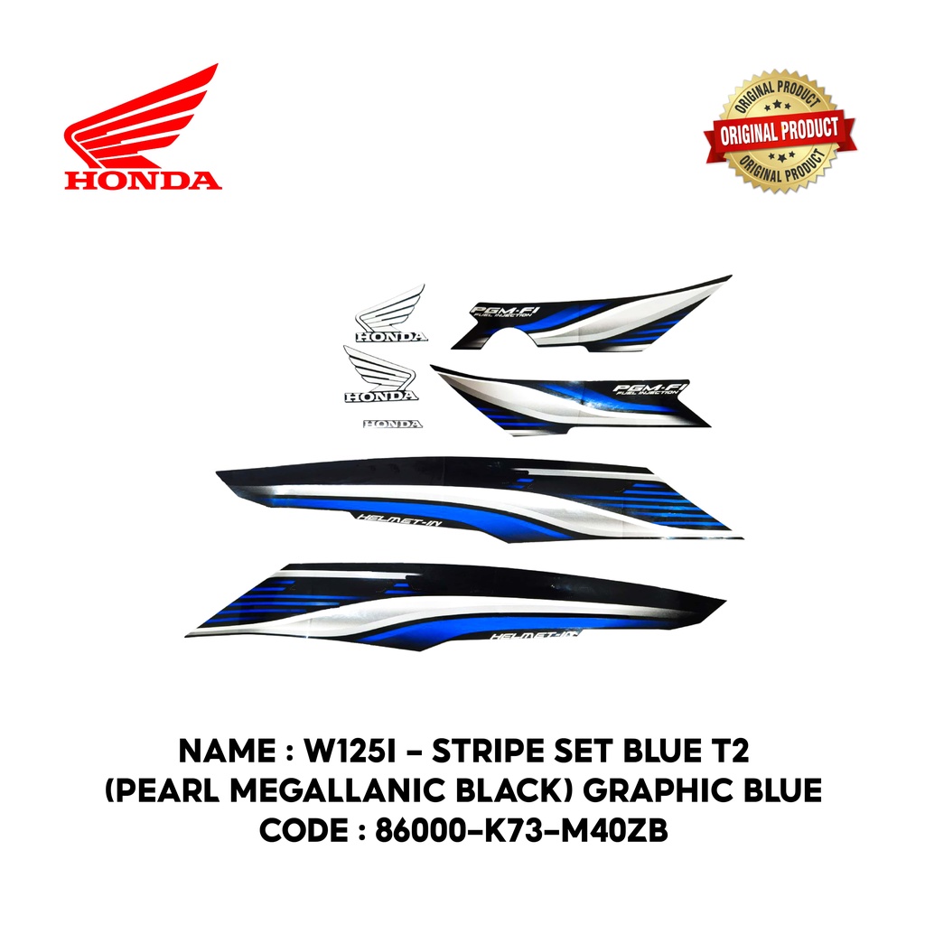 HONDA W125I Stripe Set Blue T2 Pearl Megallanic Black 86000-K73-M40ZB ...