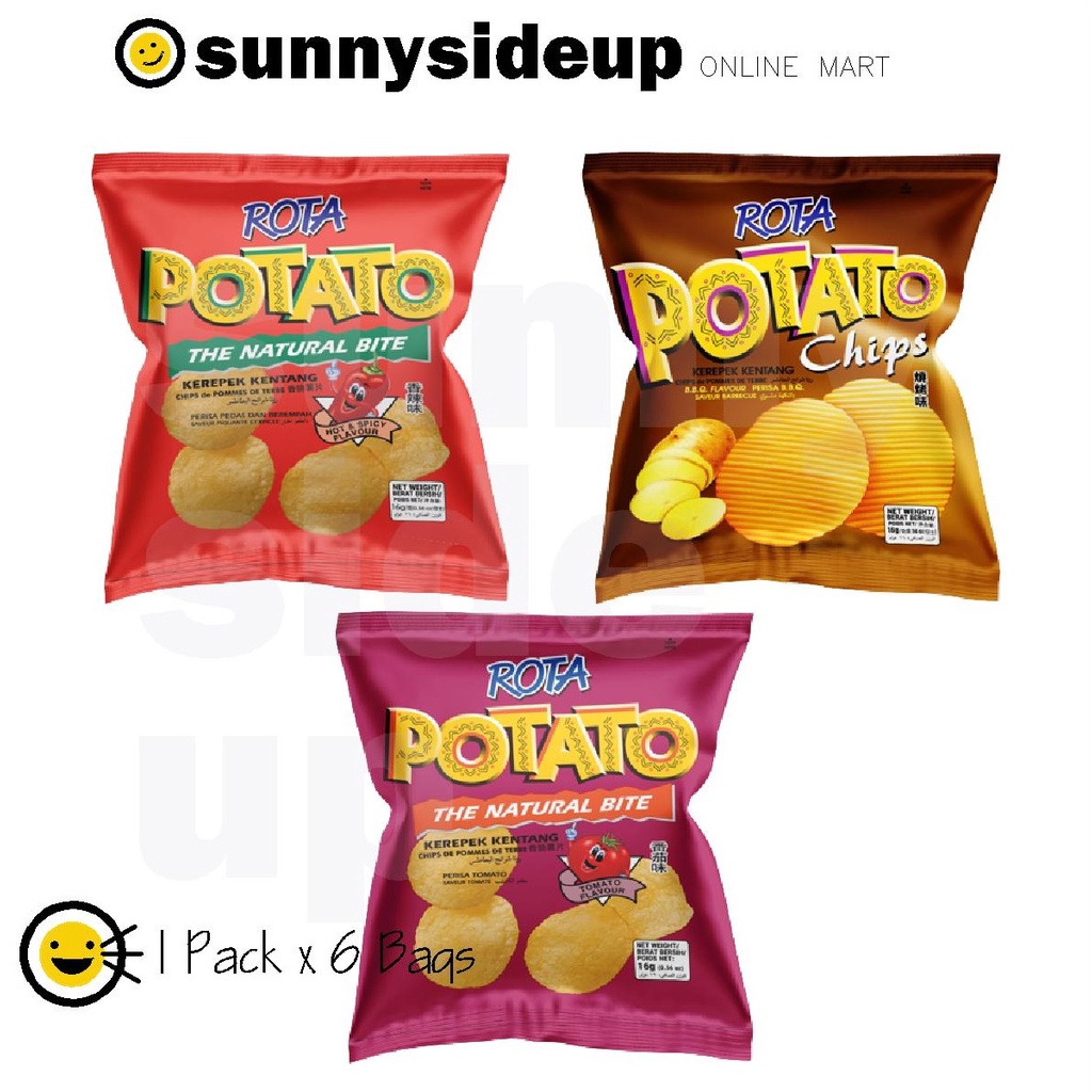 [SUNNY] ORIENTAL ROTA POTATO CHIPS 6 x 14g BBQ | HOT & SPICY | TOMATO ...