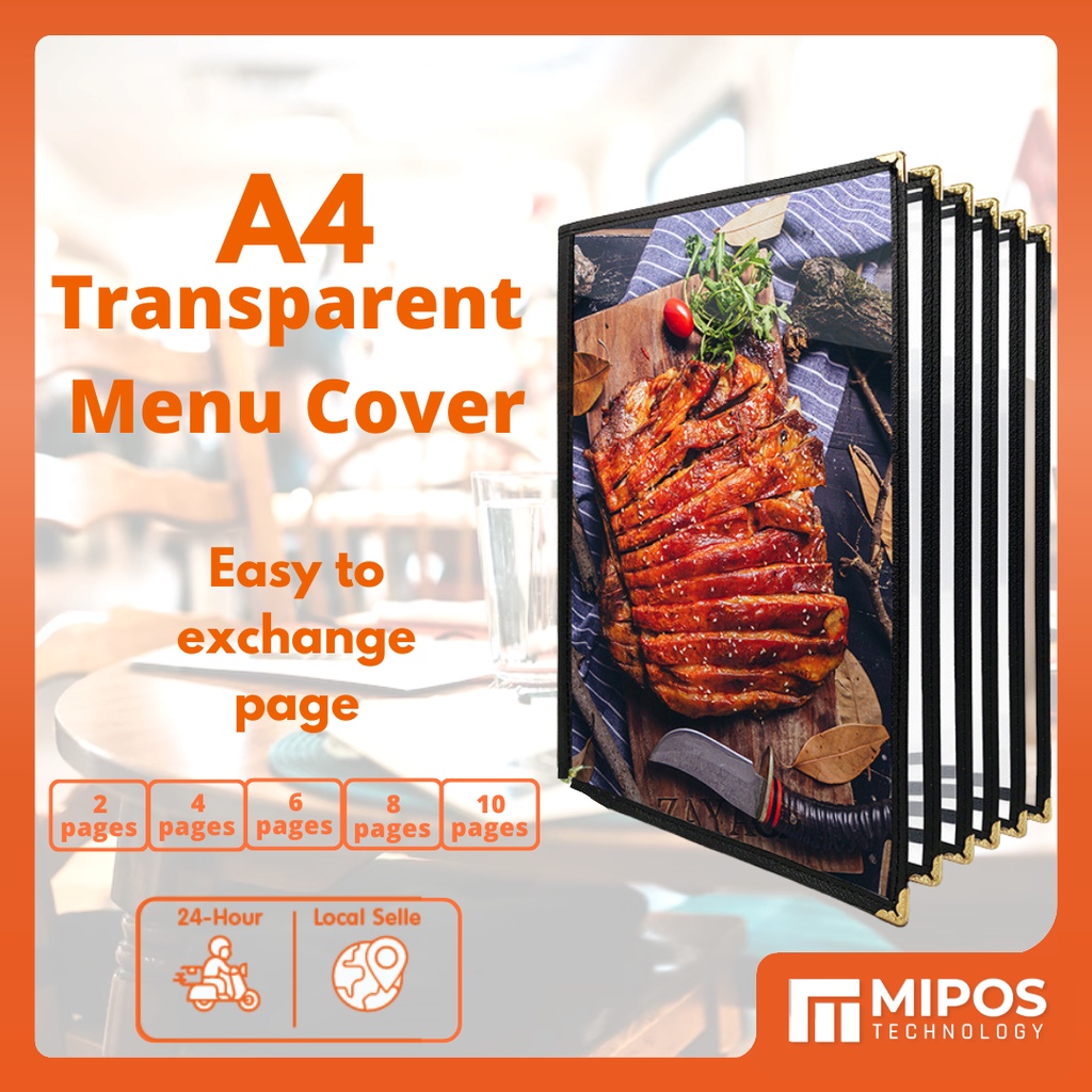 Menu Book A4 Transparent Clear Menu Cover | Restaurant Cafe Menu Book ...