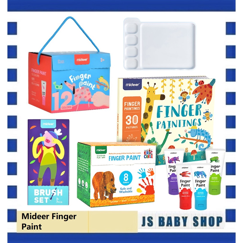 Mideer Non Toxic & Washable Finger Paint 12 Colour X Eric Carle Safe ...