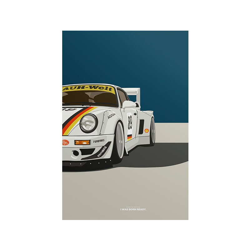 Classical Retro Porsche 911 Racing Poster And Print Abstract Sports Car ...