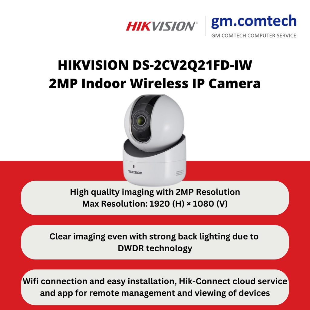 HIKVISION DS-2CV2Q21FD-IW 2MP Indoor Wireless IP Camera/Q1 Network PT Camera/High Resolution ...