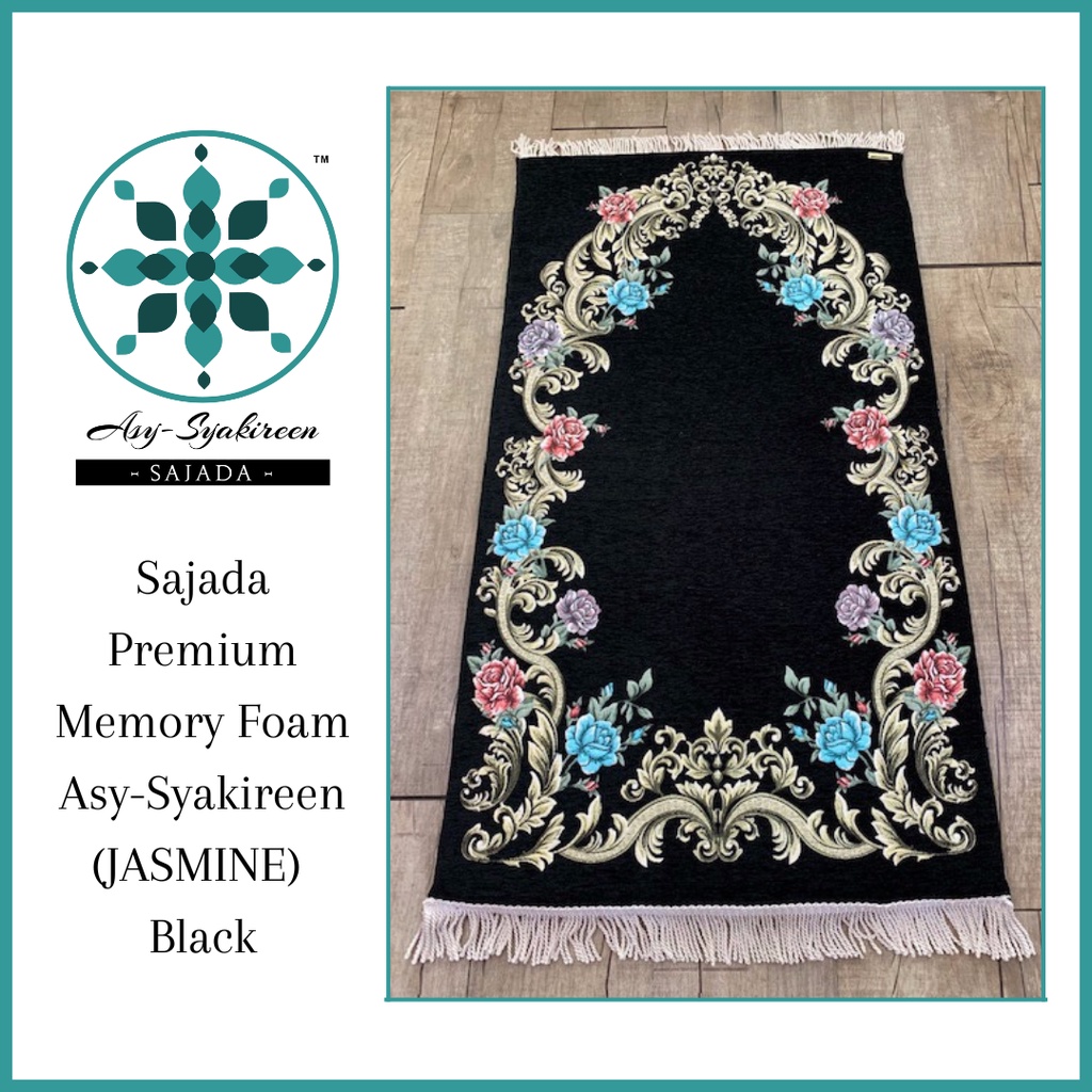 Sajada Memory Foam Asy Syakireen (Premium Line Jasmine) Black Colour ...
