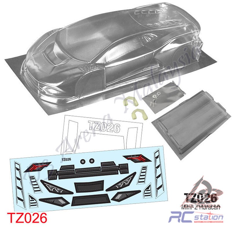 Team C Clear Body Shell TZ026 Mini-Z Huracan (WheelBase 98mm) | Shopee ...