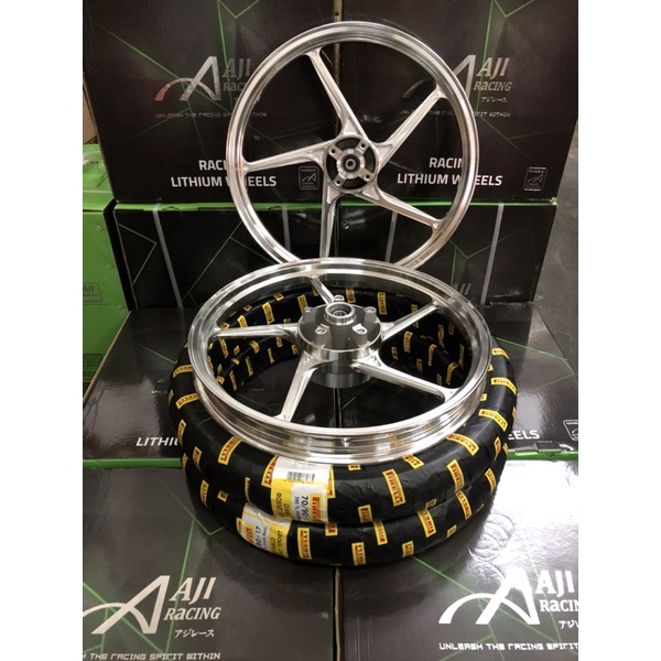 Y15 / Y16 AJI RACING SPORT RIM + PIRELLI TAYAR 70/90 TYRE CHROME 1.60 17 HUB SET FG511 SP FG 511 ...