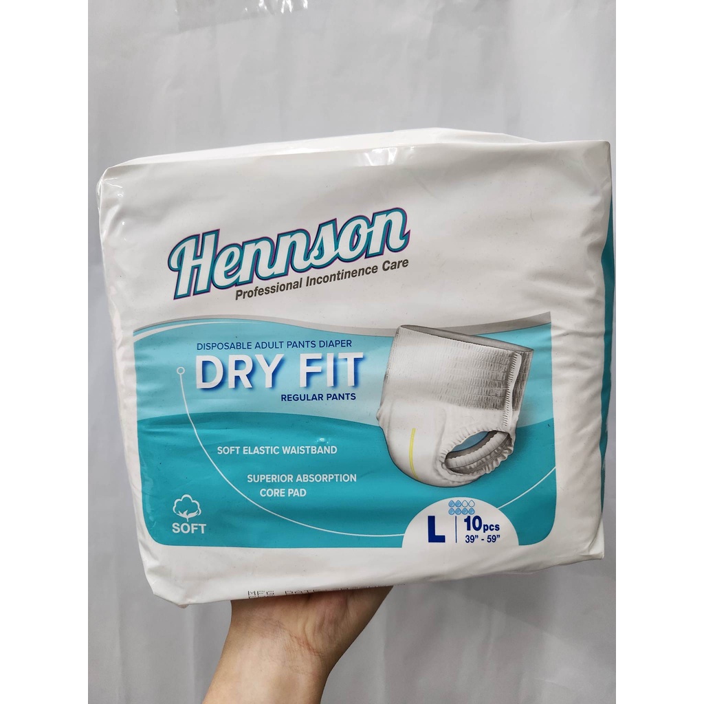 HENNSON DRY FIT ADULT DISPOSABLE PANTS DIAPERS 10'S (Lsize) | Shopee ...