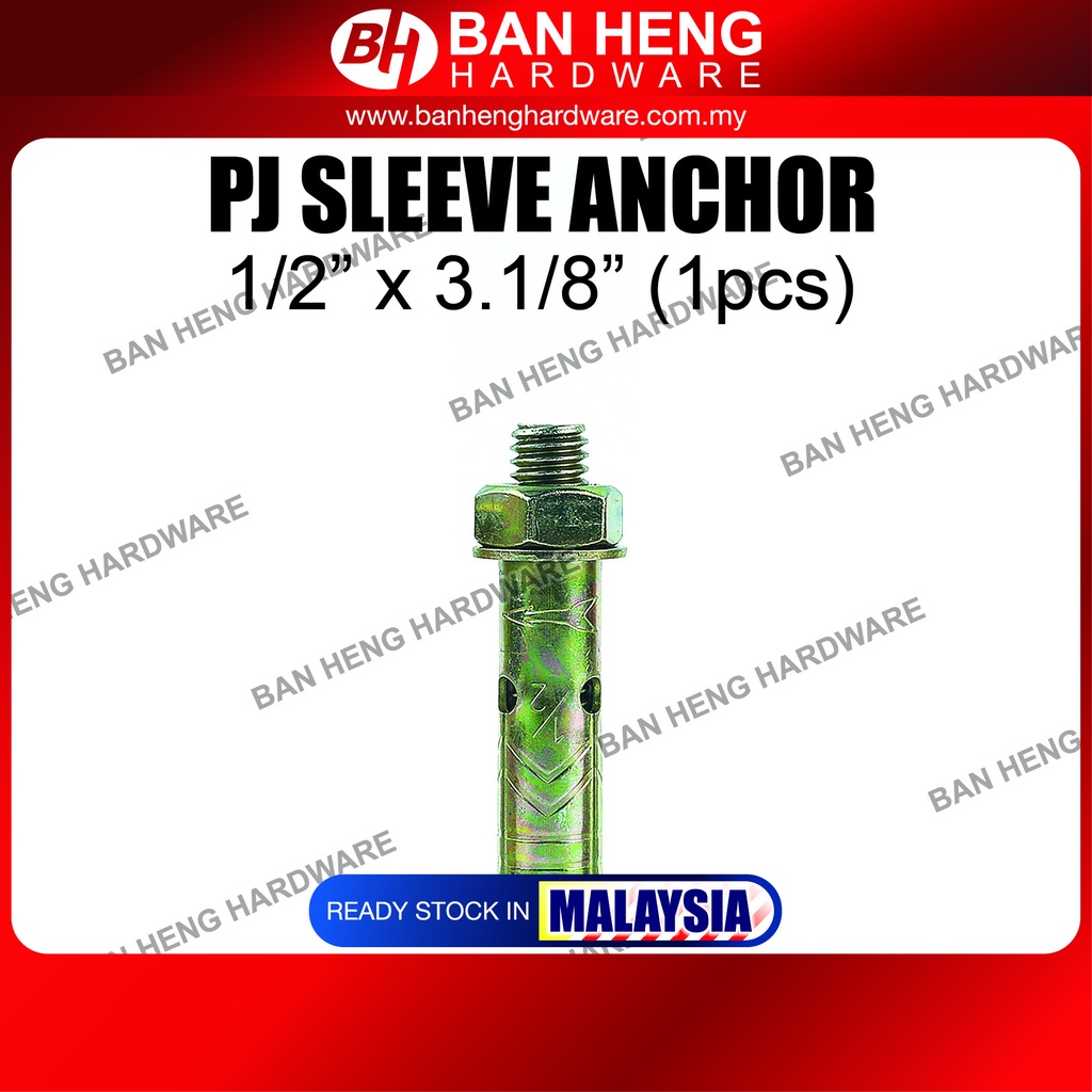 PJ SLEEVE ANCHOR / WALL PLUG BESI / EXPANSION EXPANDABLE BOLT 1/4 5/16 ...