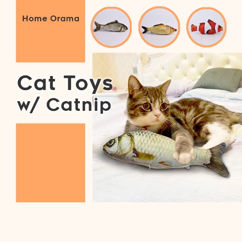 HomeOrama Cat Fish Toy Soft Toy mainan kucing catnip rumput kucing fake ...