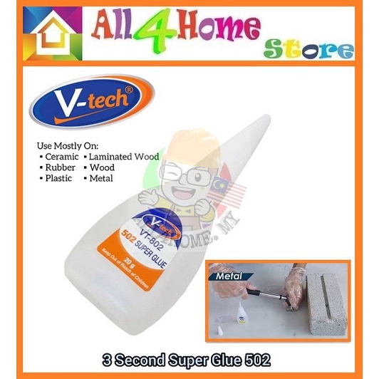 V-TECH 3 second Super Glue 502/802 20g For Various Material, Glass ...