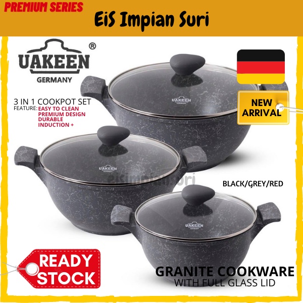 (Ready Stock!!) Uakeen Germany 6pcs Granite Stone Induction Cookware ...