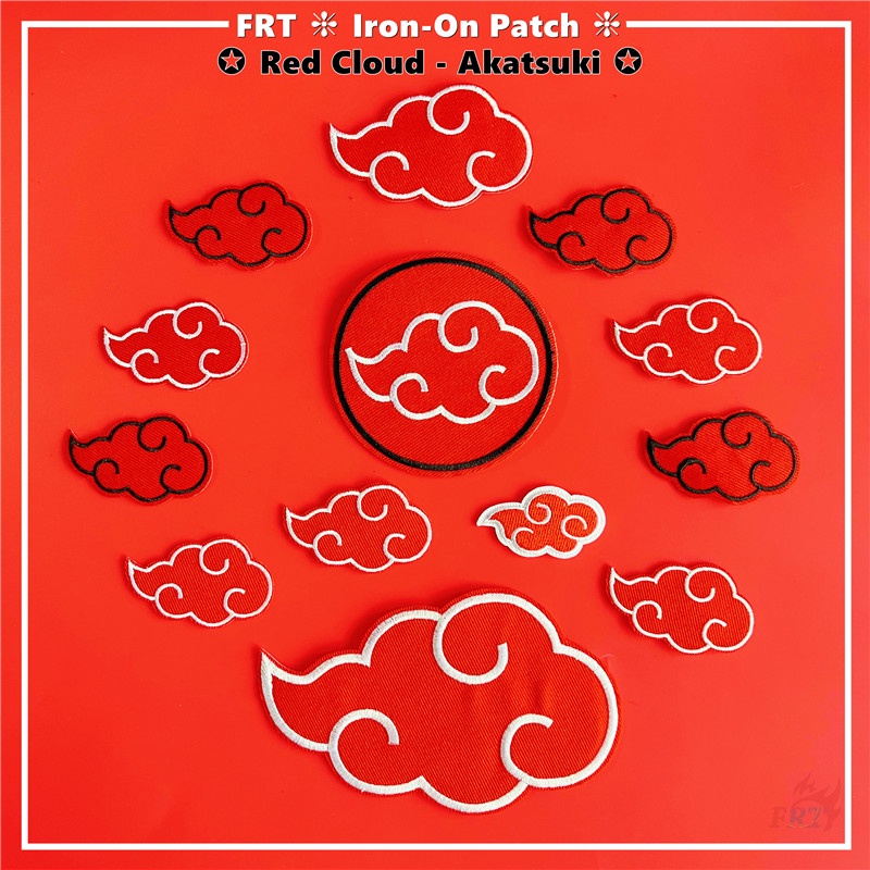 ☸ Naruto Red Cloud - Akatsuki Iron-on Patch ☸ 1Pc Anime DIY Sew on Iron ...