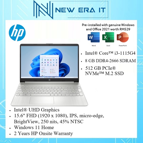 HP 15s-FQ2669TU 15.6" FHD Laptop Natural Silver ( I3-1115G4, 8GB, 512GB ...