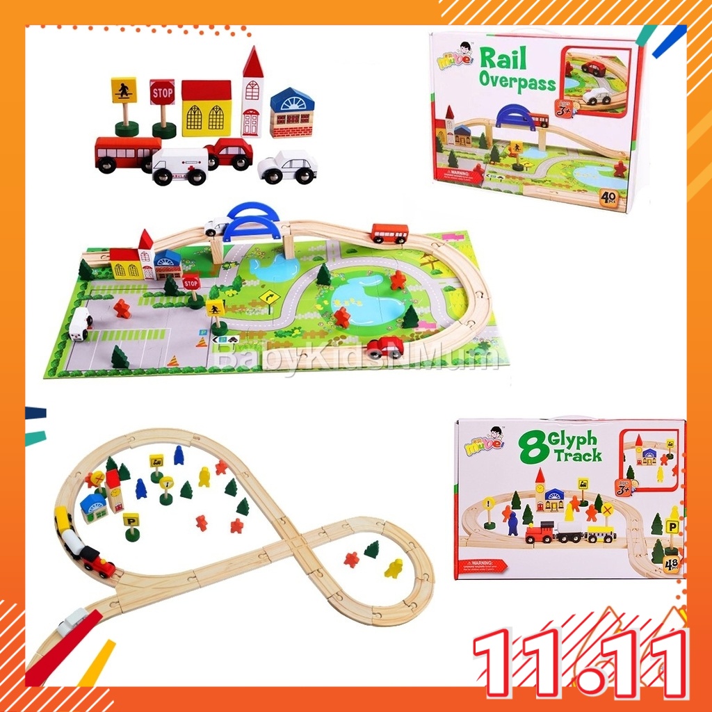 Wooden Ramp Flyover Tracks Car Train Toy Rail Overpass Scalable ...