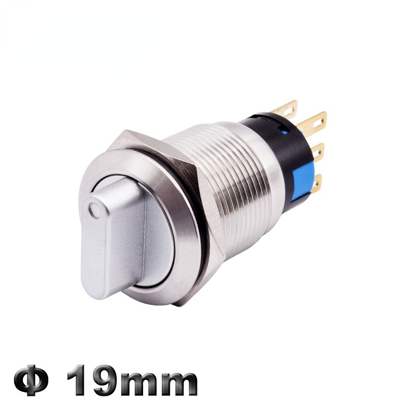 19mm 2 3 position Metal Selector Rotary Switch Latching Push Button ...