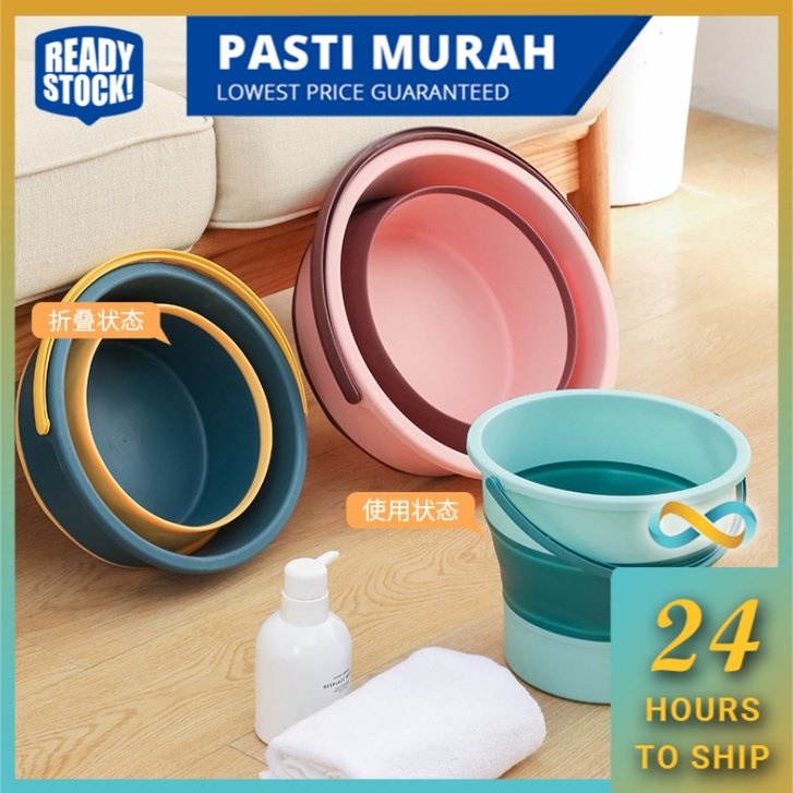 Foldable Collapsible Bucket Pail Water Washing Cleaning Tong Baldi ...