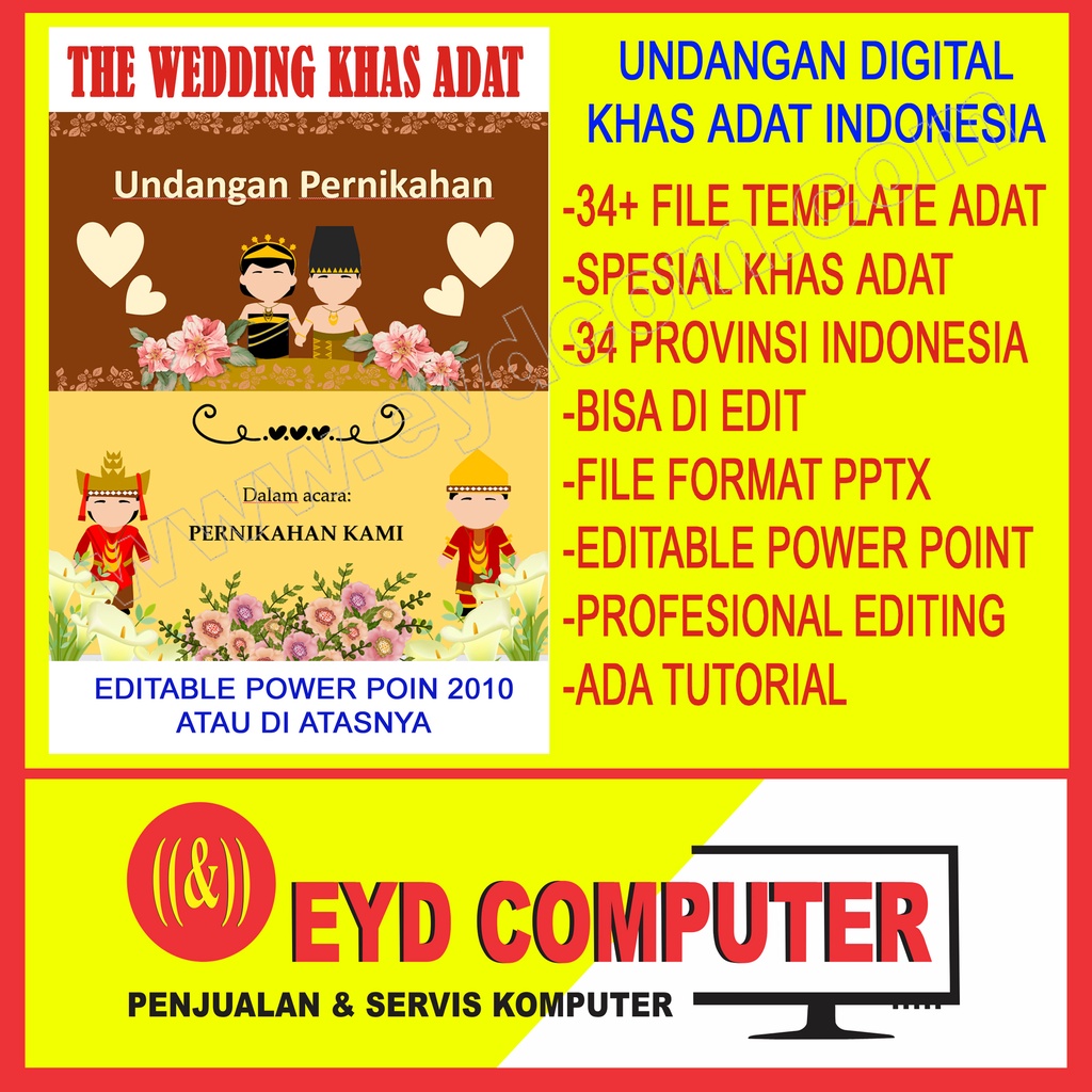 Indonesian Traditional DIGITAL Invitation TEMPLATE Design 34 Province ...
