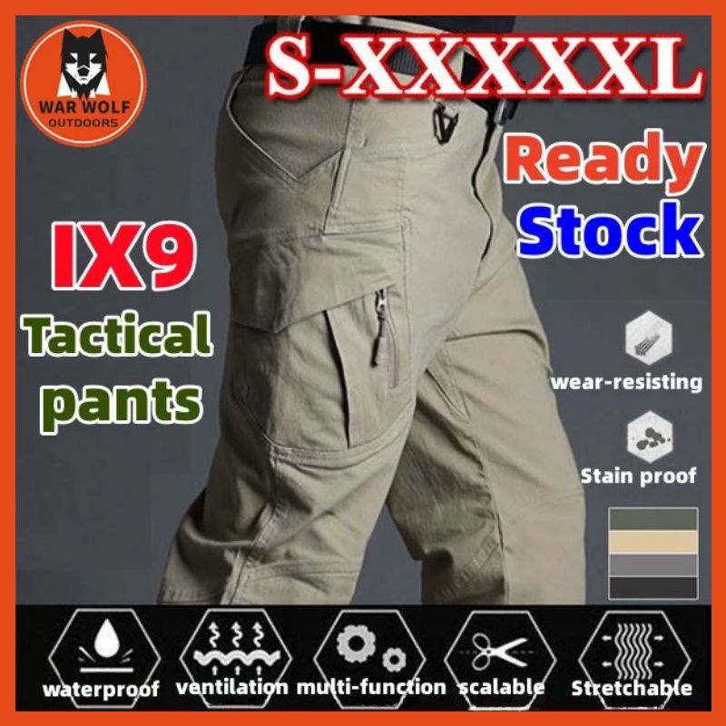 IX7 seluar tactical lelaki Men's Hiking Cargo Casual Straight Pants 8 Multi-pocket Work Pants ...